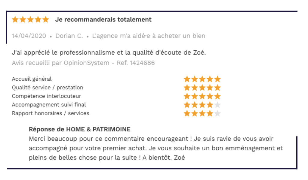 Nos avis clients | Home & Patrimoine